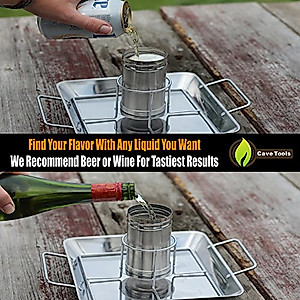 Cave Tools Beer Can Chicken Holder Roasting Pan with Vegetable Spikes - BBQ Accessories, Dishwasher Safe