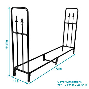 Sunnydaze Indoor/Outdoor 6-Foot Decorative Firewood Log Rack with Black Heavy-Duty Weather-Resistant PVC Cover