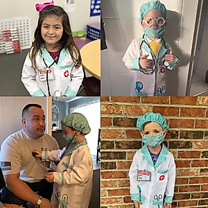 Wizland Child Doctor Role Play Costumes,Doctor Dress Up Play Set Kits for Kids XS 3-5