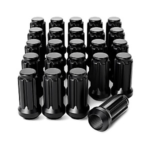 Orion Motor Tech M14x1.5 Lug Nuts Black with Spline Tuner, XL 2 inches Length Conical Wheel Nut, Compatible with Chevy GMC Ford Cadillac Lincoln SAAB Saturn Silverado 1500 Savana, Set of 24