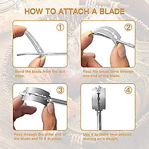 PPNZQAUT Premium Lame Bread Tool for Bakers, Handcrafted Bread Scoring Knife Lame with 10 Replaceable Blades, Homemade Pizza, Cake or Bread Lame Cutter Dough Scoring Tool with Leather Protective Cover