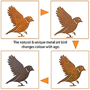 Rusty Bird Silhouette with Rusty Patina Birds Decoration Lifelike Metal Birds Garden Ornaments Silhouette Simulation Bird Figurine Rustic Outdoor Patio Yard Adornment