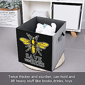 Save The Bees Large Cubes Storage Bins Collapsible Canvas Storage Box Closet Organizers for Shelves