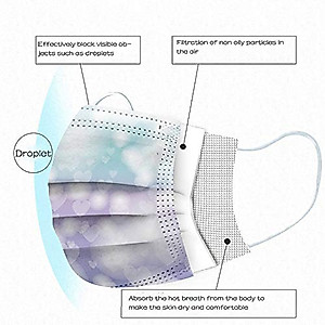 50Pcs Valentines Disposable Face_Masks for Adults Women Valentines Day Breathable Adult Holiday Face Protective Mask