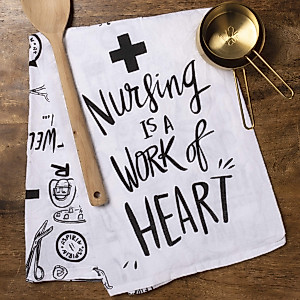 Primitives by Kathy LOL Dish Towel, 28"x 28", Nursing is A Work of Heart