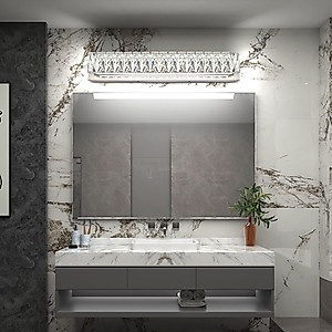 ZUZITO LED Vanity Lights for Bathroom - 30 inch Crystal Modern Vanity Lights - Chrome Bathroom Light Fixtures Over Mirror Cool White Light
