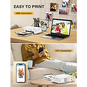 iDPRT 4'' x 6'' Photo Printer, Instant Photo Printer with 10 Sheets & 1 Ribbon, Full-Color Photo, AR Video Printing, Thermal Dye Sublimation, Thermal Photo Printer for Home Use, Support iOS Android