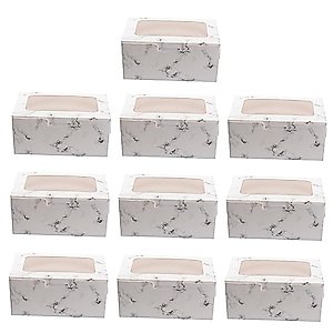 Abaodam 10pcs Box Cake Box Cupcake Carrying Case Cupcake Takeout Container Cupcake Container Bakery Cupcake Holder Cookie Carrier with Lid Cake Containers Paper White Suitcase Egg Tart