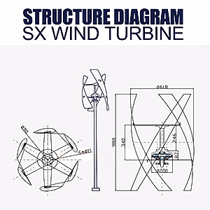 QAZNHODDS 9000W Wind Turbine Generator Kit, 12V 24V 48V 220V with MPPT Controller Wind Turbines Electricity Producer Equipment Home Power Energy Kit,24V