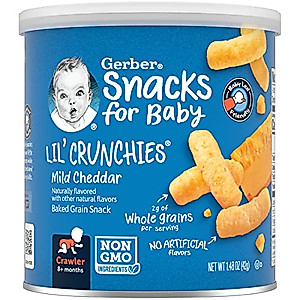 Gerber Lil Crunchies Variety Pack, 2 Garden Tomato, 2 Apple Sweet Potato, 2 Mild Cheddar, 1.48 OZ each (6 CT)