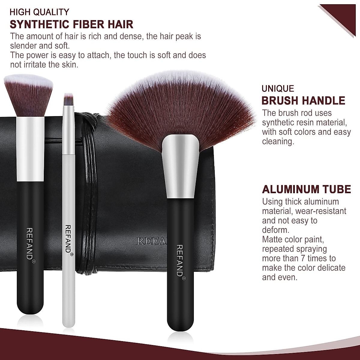 Refand Makeup Brushes 31 Piece Professional Makeup Brush Set Premium Kabuki Foundation Blending Brush Face Powder Blush Concealers Eye Shadows Make Up Brushes Kit with PU Leather Case