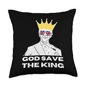King Charles Coronation 6th May 2023 Memorabilia Charles Coronation 2023 Funny Royal God Save The King Throw Pillow, 18x18, Multicolor