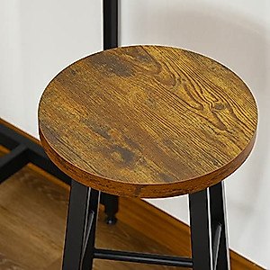 HOMCOM 3 Piece Industrial Dining Table Set, Counter Height Bar Table & Stools Set with Storage Shelf, Rustic Brown
