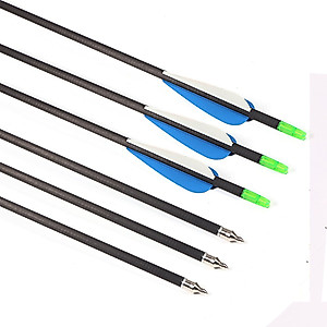 TOPARCHERY 6pcs 32 inch Carbon Arrows for Compound Bow and Recurve Bow, 400 Spine Arrows with Screwed Field Points