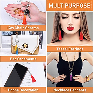 Tassels for Jewelry Making, Flasoo 100 Pieces Keychain Tassel Charms Silky Handmade Tassels Bulk for Resin DIY Crafts, Bracelets, Earrings, Keychain, Necklace