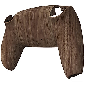 eXtremeRate Wood Grain Patterned Soft Touch Custom Back Housing Bottom Shell Compatible with ps5 Controller, Replacement Back Shell Cover Compatible with ps5 Controller