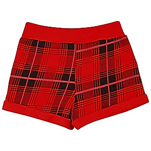 Kids Girls Shorts Fleece Red Tartan Summer Hot Short Dance Gym Pants 5-13 Years