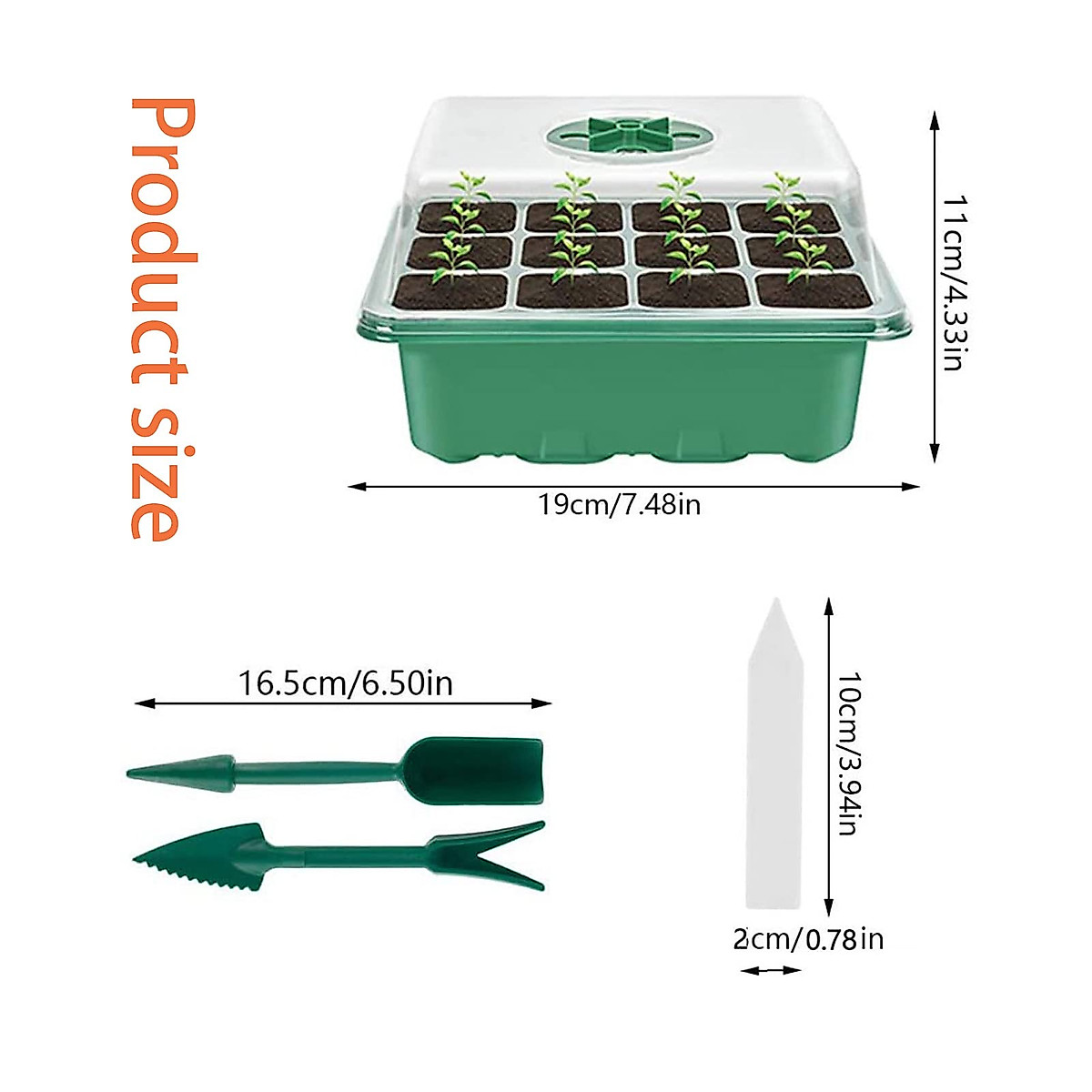 MYLTW 5 Pack Seed Starter Tray Seedling Tray Kits,Adjustable Humidity Plant Starter Dome and Base Greenhouse Grow Trays for Seeds Growing Starting(12 Cells Per Tray