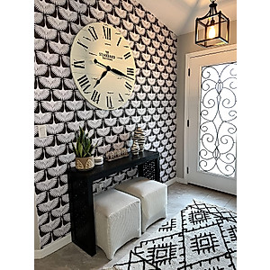 MOENMOAI Black and White Wallpaper Self-Adhesive Black Feather Removable Peel and Stick Wallpaper Bedroom Wallpaper Furniture Countertop Shelf Contact Paper 17.71"x78.7"