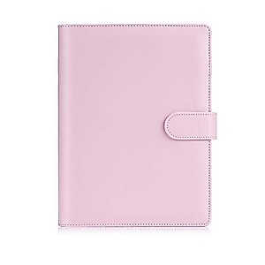 Sooez A5 Notebook Binder, 6 Ring Planner with Stylish Design, Loose Leaf Personal Organizer Binder Cover with Magnetic Buckle Closure, PU Leather Binder for Women with Macaron Colors (Pink)