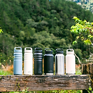 GRANDTIES 2 Lids Sports Stainless Steel Water Bottles – Wide Mouth Vacuum Insulated Reusable Leak Proof BPA-Free Travel Metal Canteen, Thermos Bottles for Men Women Gym (Ivory White 32 oz)