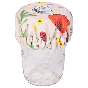 Now Designs Morning Meadow Save It Reusable Cotton Mini Bowl and Jar Covers 3.5 inches, 4.5 inches and 6.5 inches, Set of 3