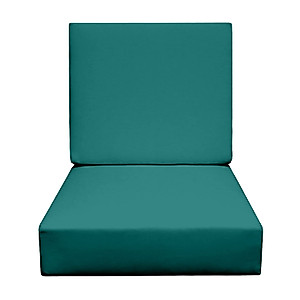 RSH DECOR: Deep Seating Foam Cushion Set | 23” x 26” Seat | All-Weather Spun Fabric | Water and Fade-Resistant | Outdoor Chair Cushion Set for Patio Furniture | Peacock