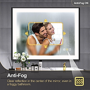 SBAGNO 32X24 LED Bathroom Mirror with Lights, Black Frame 3 Color Modes Wall-Mounted Vanity Mirror, Dimmable Smart Makeup Mirror, Anti-Fog, Waterproof, Build in Bluetooth Speaker