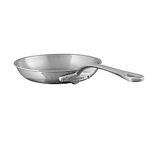 Mauviel M'Cook 5-Ply Polished Stainless Steel Frying Pan With Cast Stainless Steel Handle, 9.4-in, Made In France