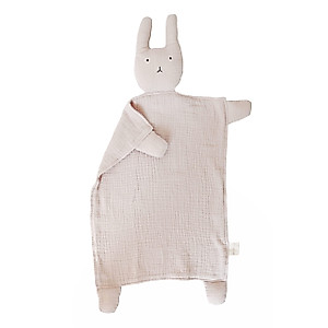 Marlowe & Co Organic Cotton Muslin Lovey Blanket, Organic Cotton Muslin Bunny Security Blanket (Natural Sand)