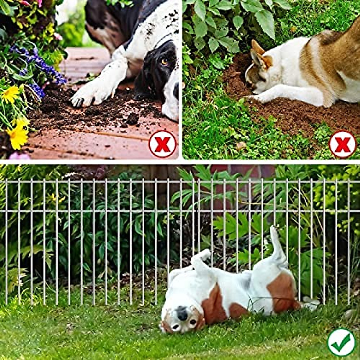 Animal Barrier Dog Fence,Spike spacing no dig Underground Decorative Garden Fencing, Ground Stakes for Cats Rabbits Critters, Under Fences for Patio Yard Outdoor,15 Pack