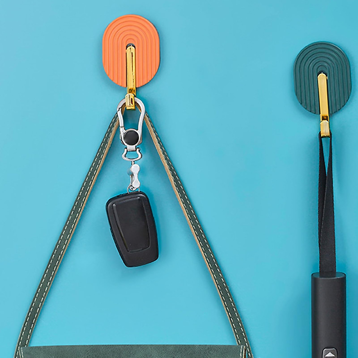 2pcs ABS High Bearing Capacity Towel Hook, Self Adhesive Hooks, Strong Adhesion Wall Hooks for Bathroom Kitchen (Orange)