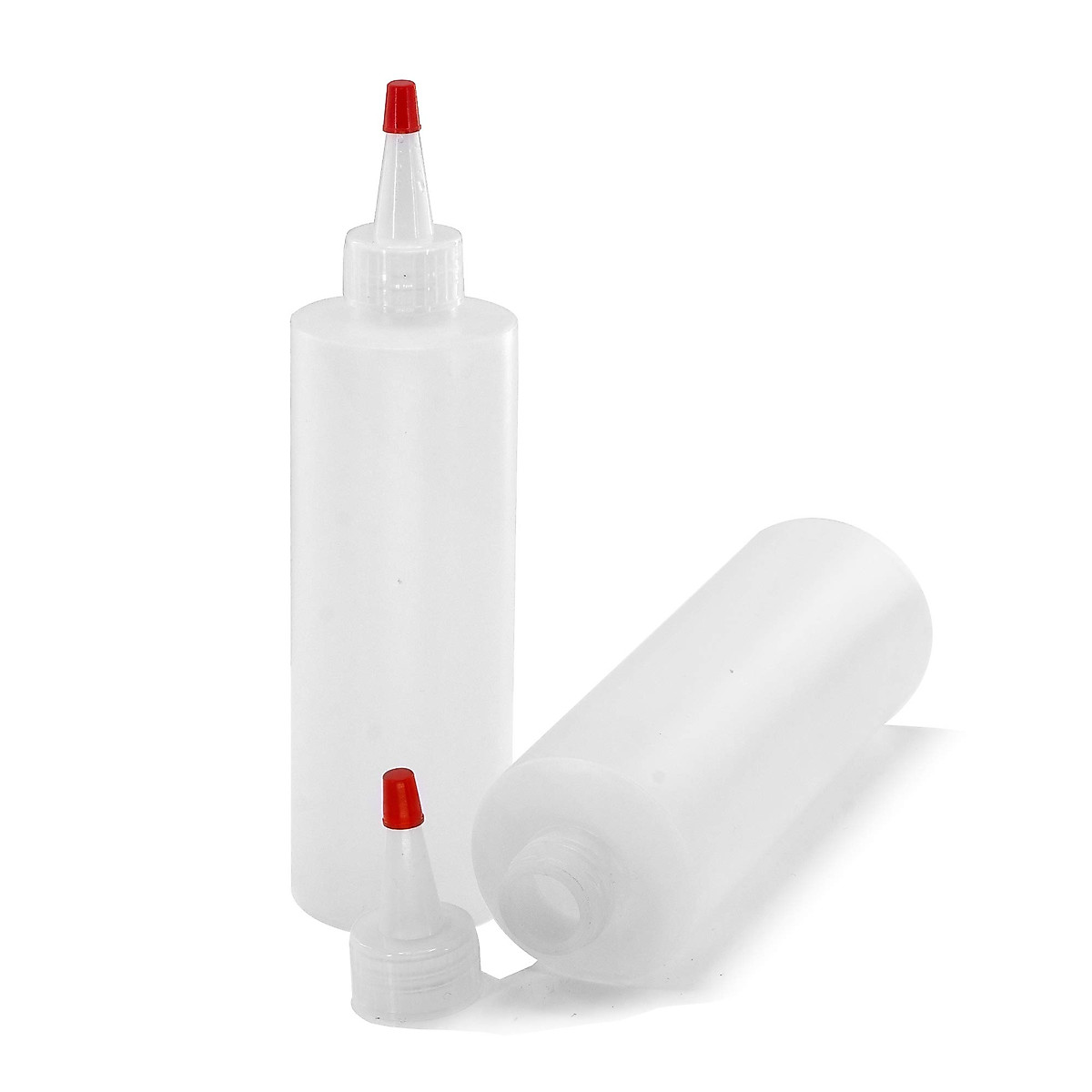 LAKESHORE TRADE 10 Pack 8-Ounce Plastic Squeeze Bottles with Red Tip Caps for Food, Crafts, Art, Multi Purpose