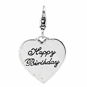 Sexy Sparkles Clip on Happy Birthday Birthstone on Heart Bead for European Jewelry with Lobster Clasp