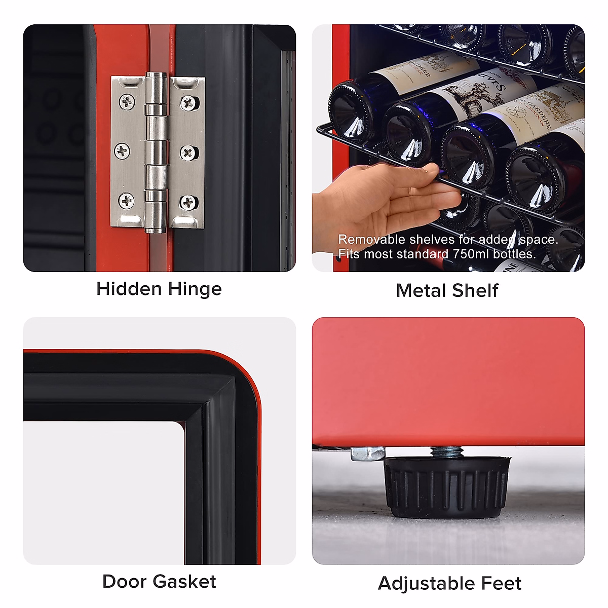 Yehha 1 Cellars 24 Bottle, Compressor Freestanding Refrigerator, Single Zone with Stainless Steel Glass Door, Mini Fridge Cooler, White, Champagne or Sparkling Wine, Red