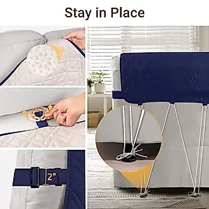 ROSE HOME FASHION Anti-Slip Oversized Recliner Cover for Leather Sofa&Oversized Recliner Covers, Slipcovers for Recliner, Recliner Chair Covers, Double Diamond (Recliner-Oversized:Navy)