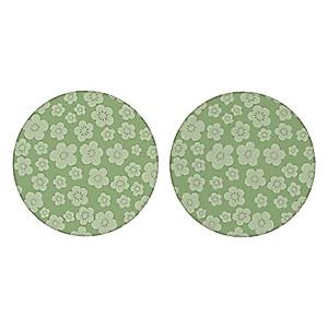 Floral Pistachio Green 2.75 x 2.75 Ceramic Car Coasters Pack of 2