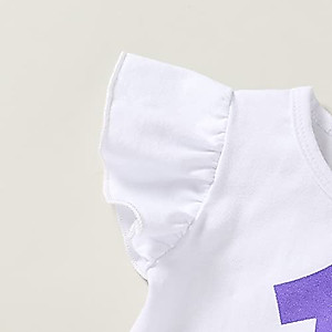 YOUNGER TREE Baby Girls 1st Birthday Mermaid Outfit Romper Headband Leggings Tutu Dress Sequin Bowknot Princess Skirt Sets (12-18 Months, White # Birthday)