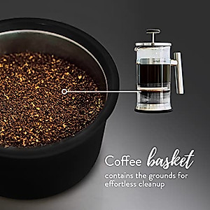 Simpli Press French Press Coffee & Tea Maker - Easy Cleanup & Customizable Smooth Coffee - Patented - Plastic-Free Premium Stainless Steel 34 oz - Black Color