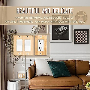 10 Pieces Wood Single Rocker Light Switch Plate 4.5" X 2.76" Raw Wood Wallplate Bamboo Light Switch Cover Quality Wallplate Wooden Electrical Decor (Single Rocker)
