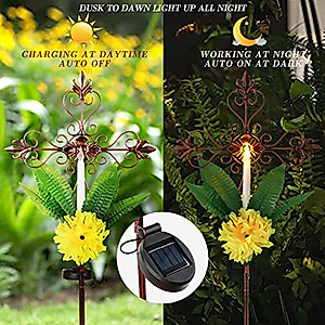 Yourongmao Outdoor Solar Garden Lights Waterproof,Cemetery Decorations for Grave Solar Cross Garden Stake Lights,Garden Decor for Remembrance Gifts & Sympathy Gifts