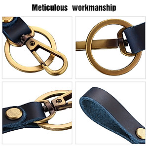 WILLBOND 4 Pieces Leather Valet Keychain Leather Key Chain with Belt Loop Clip for Keys (Slim Belt Loop)