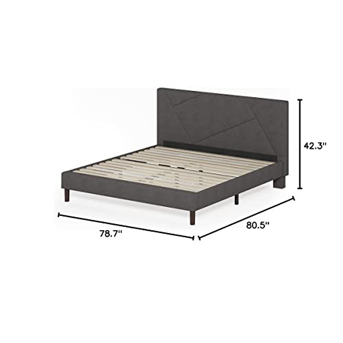 ZINUS Judy Upholstered Platform Bed Frame / Mattress Foundation / Wood Slat Support / No Box Spring Needed / Easy Assembly, King