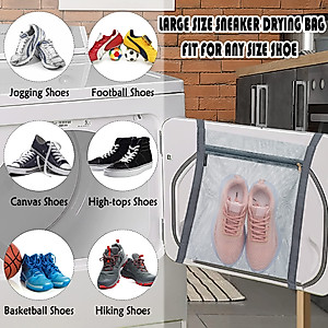 3 Pcs Shoe Drying Bag, Sneaker Bags for Dryer, Bag for Drying Shoes, Reusable Shoe Dryer Mesh Bags, Honeycomb Net Laundry Bags with Zipper & Strap for Washing Machine, Shoes, Clothing, 15.7x13.8 Inch