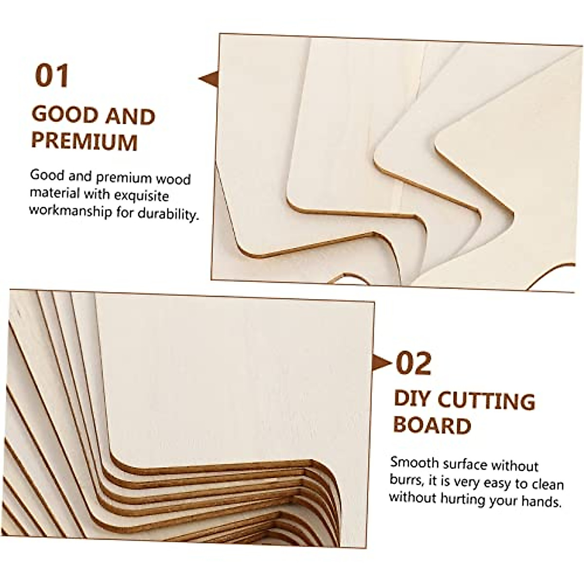 48 Pcs Square Wooden Board Woodsy Decor Poppets for Miniature Mini Chopping Boards Cooking Butcher Block Wooden Cutting Board Shapes Wood Chopping Board with Handle