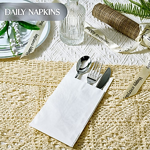 Vplus 600 Pack Paper Napkins Guest Towels Disposable Premium Quality 3-ply Dinner Napkins Disposable Soft, Absorbent, Party Napkins Wedding Napkins for Kitchen, Parties, Dinners or Events(White)