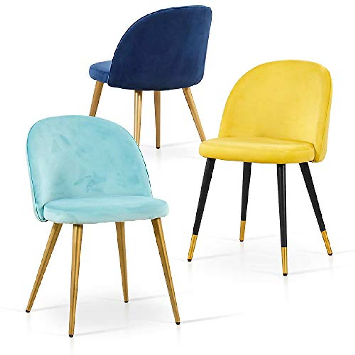 ivinta Royal Blue Dining Chairs Set of 2, Upholstered Velvet Accent Chairs for Living Room Dining Room Kitchen, Modern Side Chairs with Gold Legs…