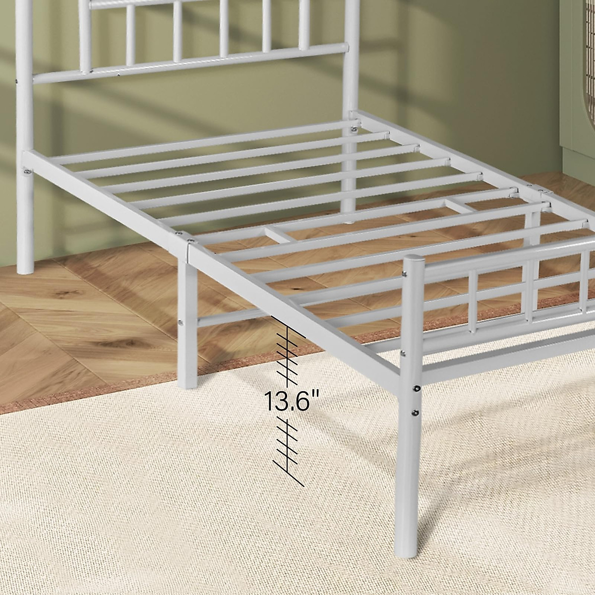 HOMBCK Twin Bed Frame with Headboard & Footboard, Twin Platform Bed Frame with 14 Inch Under-Bed Storage, Heavy Duty Slat Support, No Box Spring Needed, Easy Assembly/White