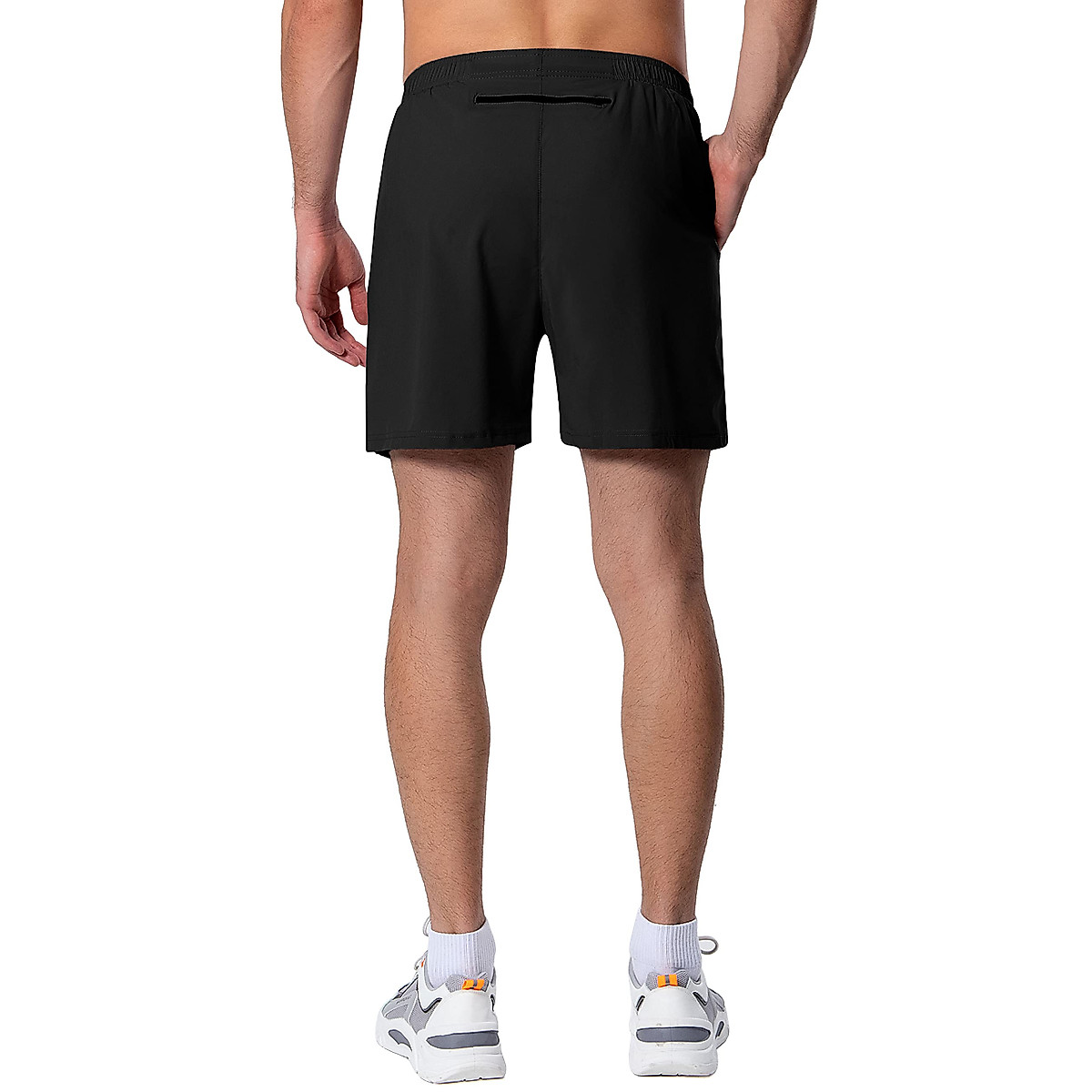 Men's 5 Inch Running Shorts Lightweight Athletic Workout Gym Shorts Liner with Zipper Pockets Black