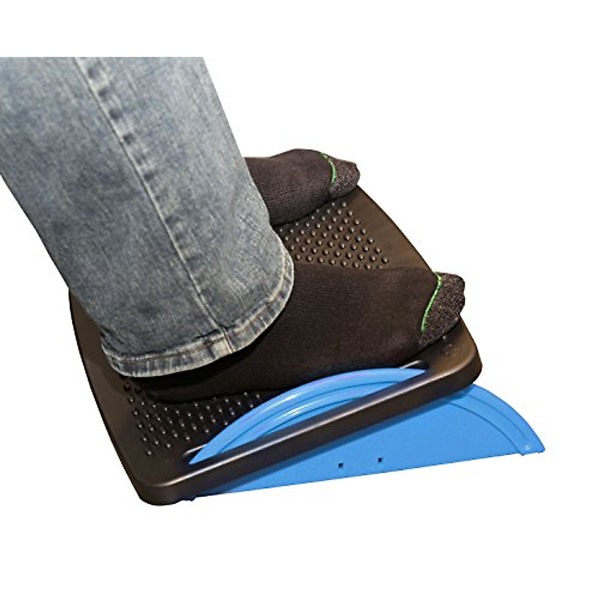 IO Crest Ergonomic Floating Tilt Foot Rest Textured Surface Reduce Muscle Strain, Black Blue